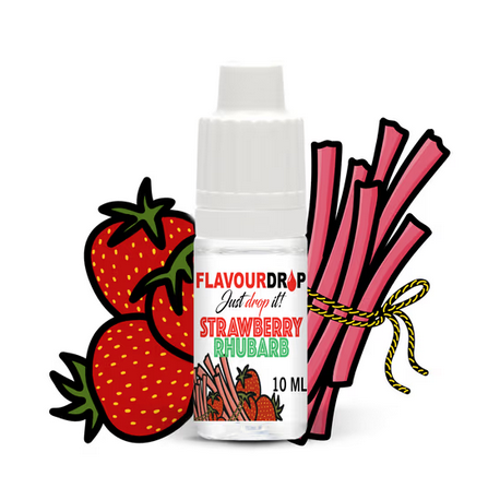 FLAVOURDROP Jordbær-Rabarber Aroma 10 ml - Kiosken Rødbyhavn