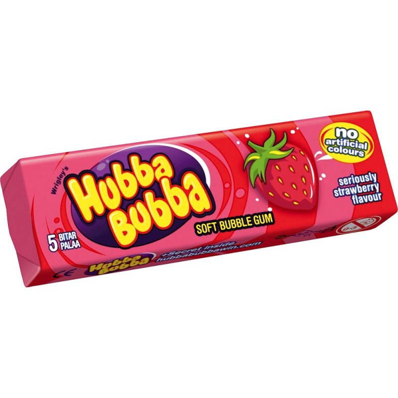 Hubba Bubba Seriously Strawberry Gum 5 stk - Kiosken Rødbyhavn