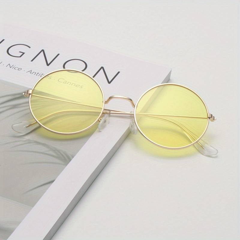 Retro Ovale Solbriller "Guld / Rød"