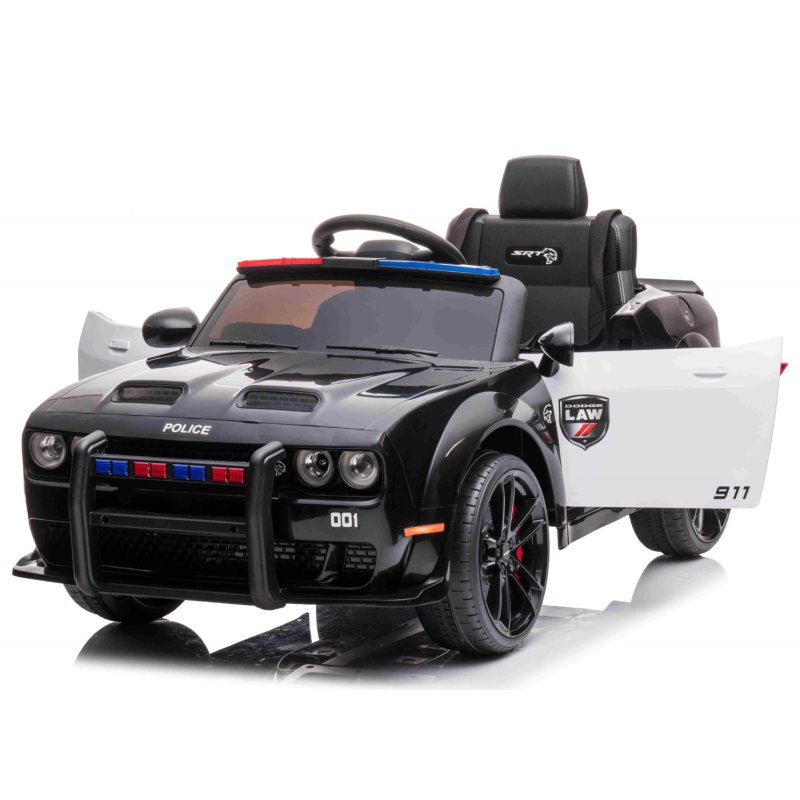 Dodge Challenger SRT POLITI Elbil m/Gummihjul, Remote, Lithium "Sort"