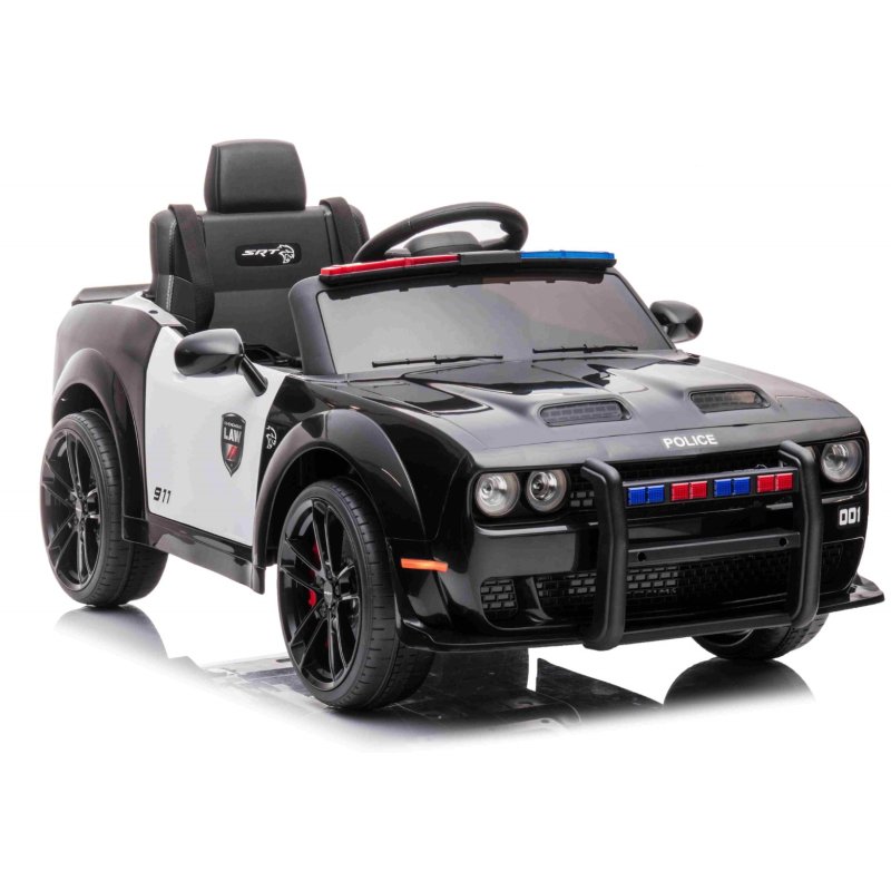 Dodge Challenger SRT POLITI Elbil m/Gummihjul, Remote, Lithium "Sort"