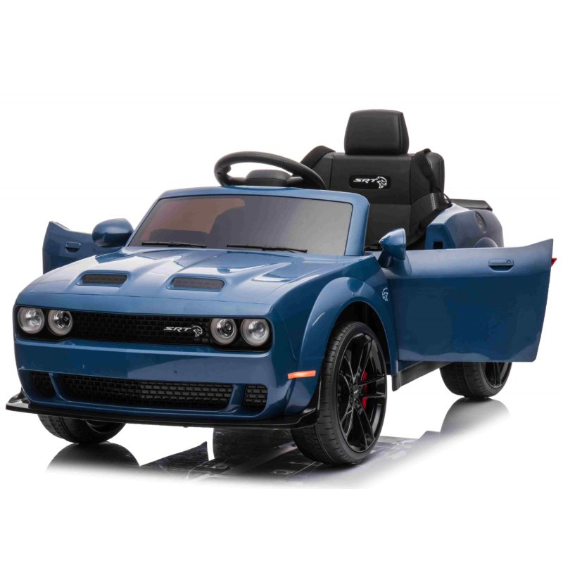Dodge Challenger SRT Elbil m/Gummihjul, 2.4G, Lædersæde, Lithium "Blå"