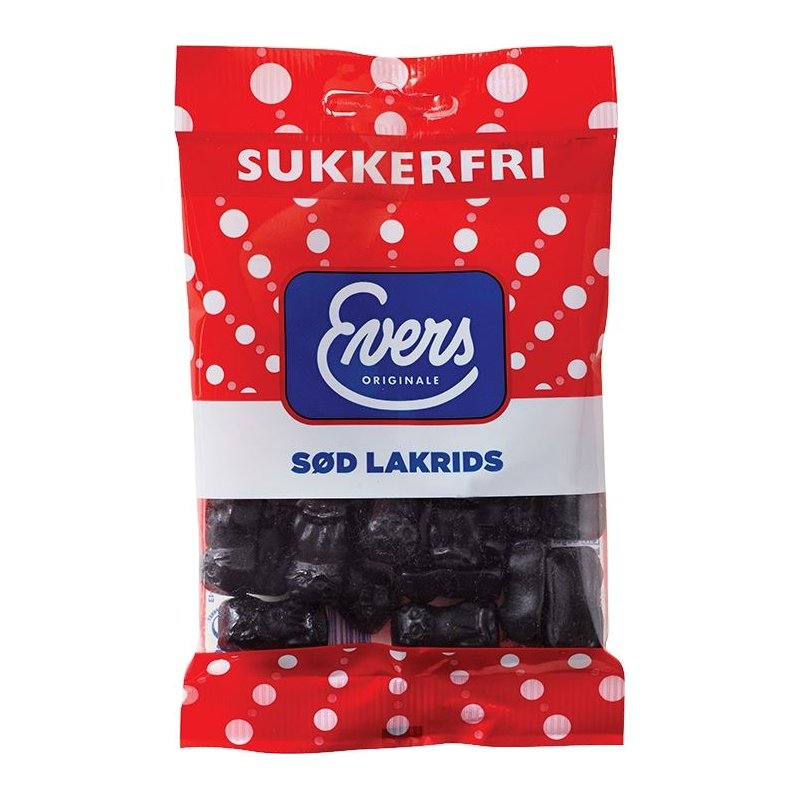 Evers Sød Lakrids 80 gr Sukkerfri - Kiosken Rødbyhavn